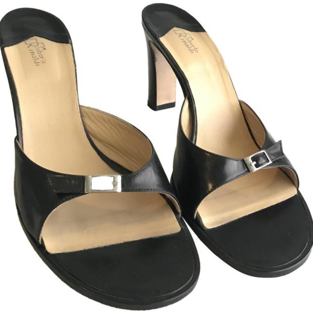 Roberto Rinaldi Black Mules/Slides - Gem